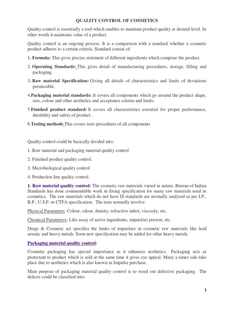Document - 0 - Quality Control of Cosmetics | PDF | Cosmetics ...
