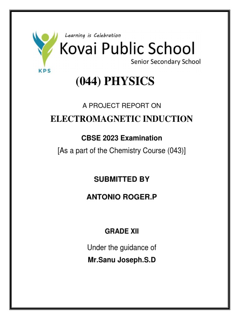Physics Investigatory Project ELECTROMAGNETIC INDUCTION Class 12 | PDF ...