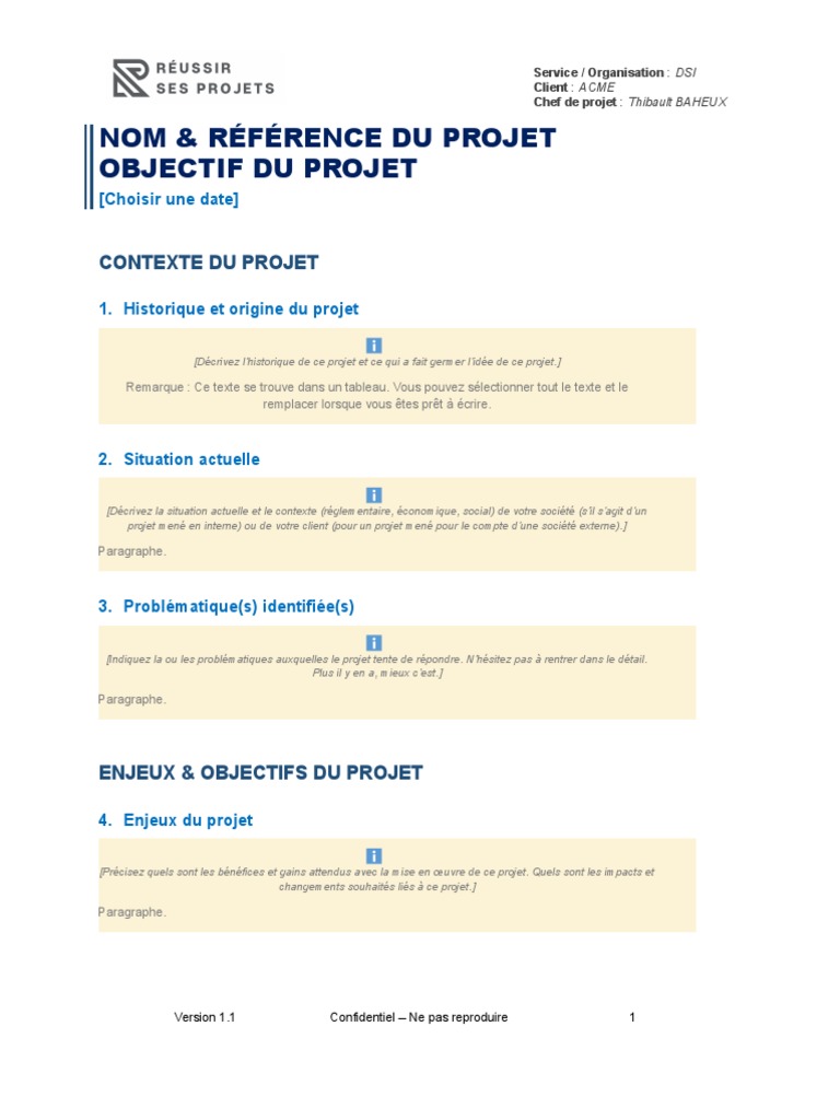 Template - Note de Cadrage | PDF | Planification