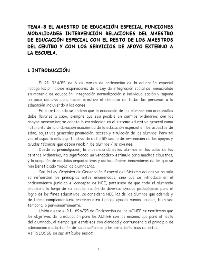 Funciones del Maestro de Educación Especial | PDF