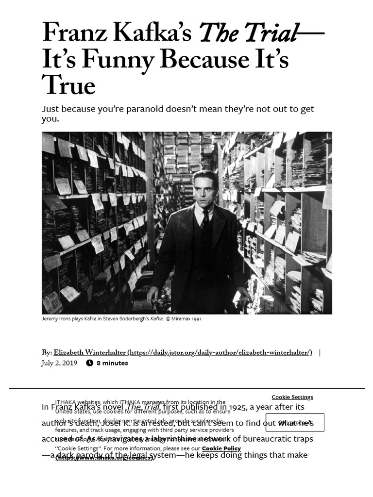Franz Kafka's The Trial-It's Funny Because It's True (JSTOR Daily) | PDF