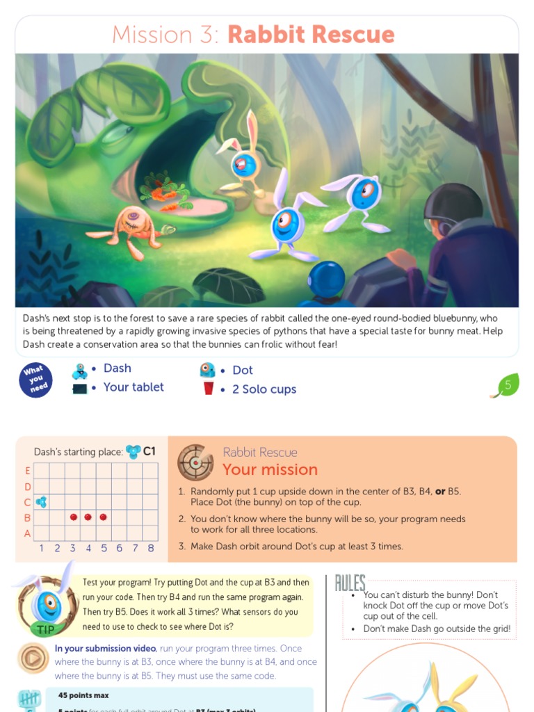 Operation Rabbit Rescue: Programming Dash to Orbit a Bunny (Dot) Randomly Placed in a 3x3 Grid ...