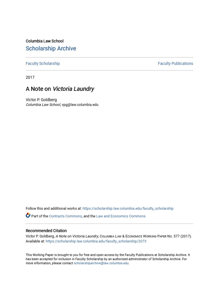 A Note On - I - Victoria Laundry - I | PDF | Damages | Justice