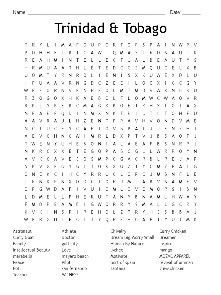 Trinidad Crossword Puzzle | PDF | Foods | Cuisine