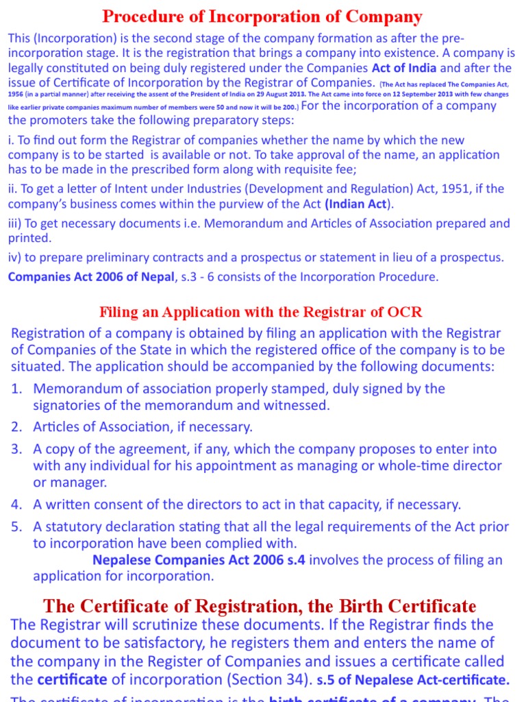 2.2 Procedure of Incorporation of Company.10 | Download Free PDF ...