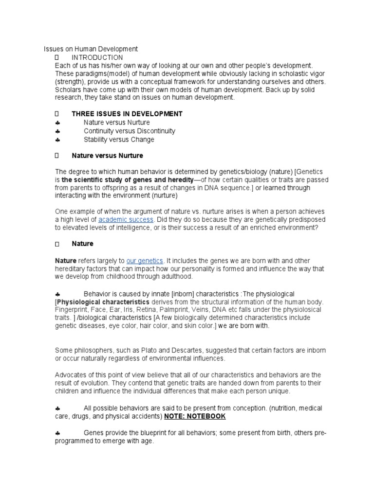 Human Development Paradigms | PDF | Nature Versus Nurture | Genetics