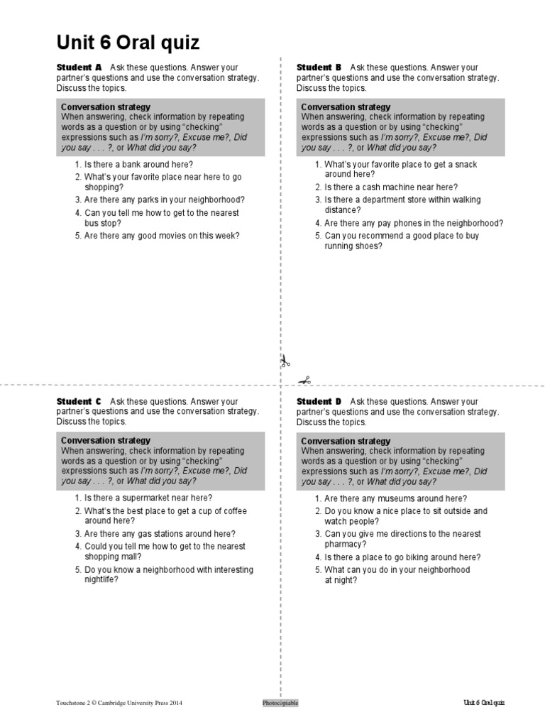 C Oral Test 6 | PDF | Conversation | Question