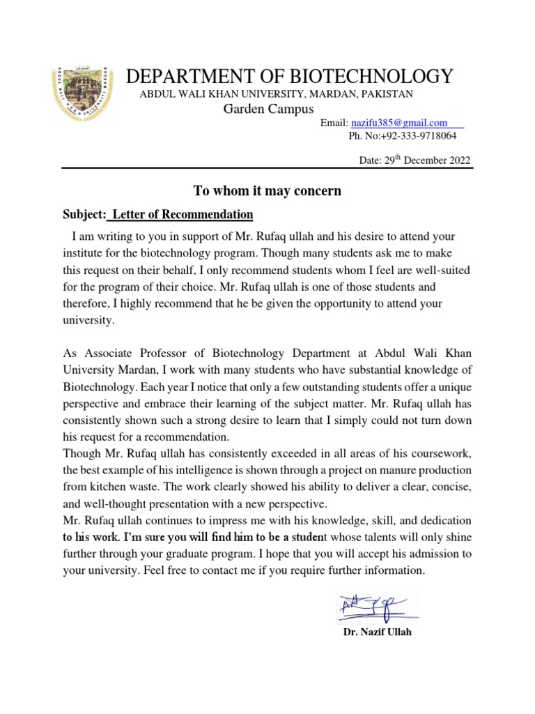 Recommendation 2 Sir Nazif | PDF