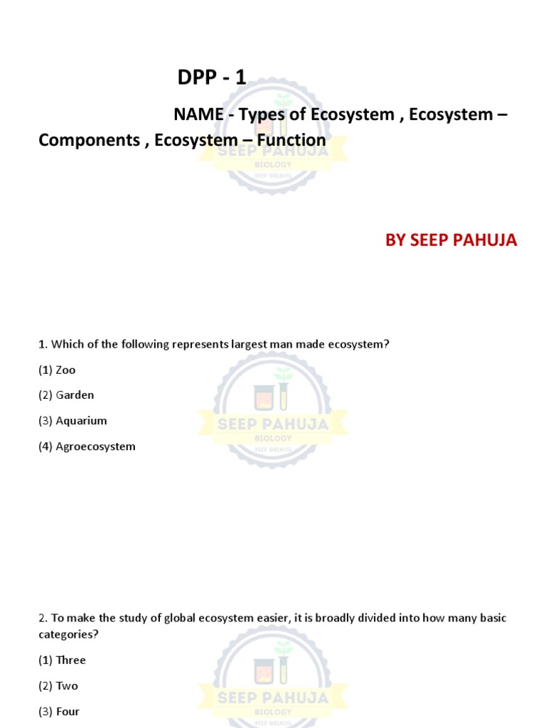 DPP 1 Ecosystem | PDF | Ecosystem | Soil
