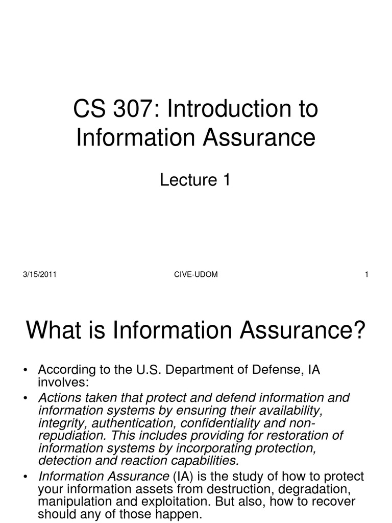 CS 307 Lecture 1 | PDF | Computer Security | Security
