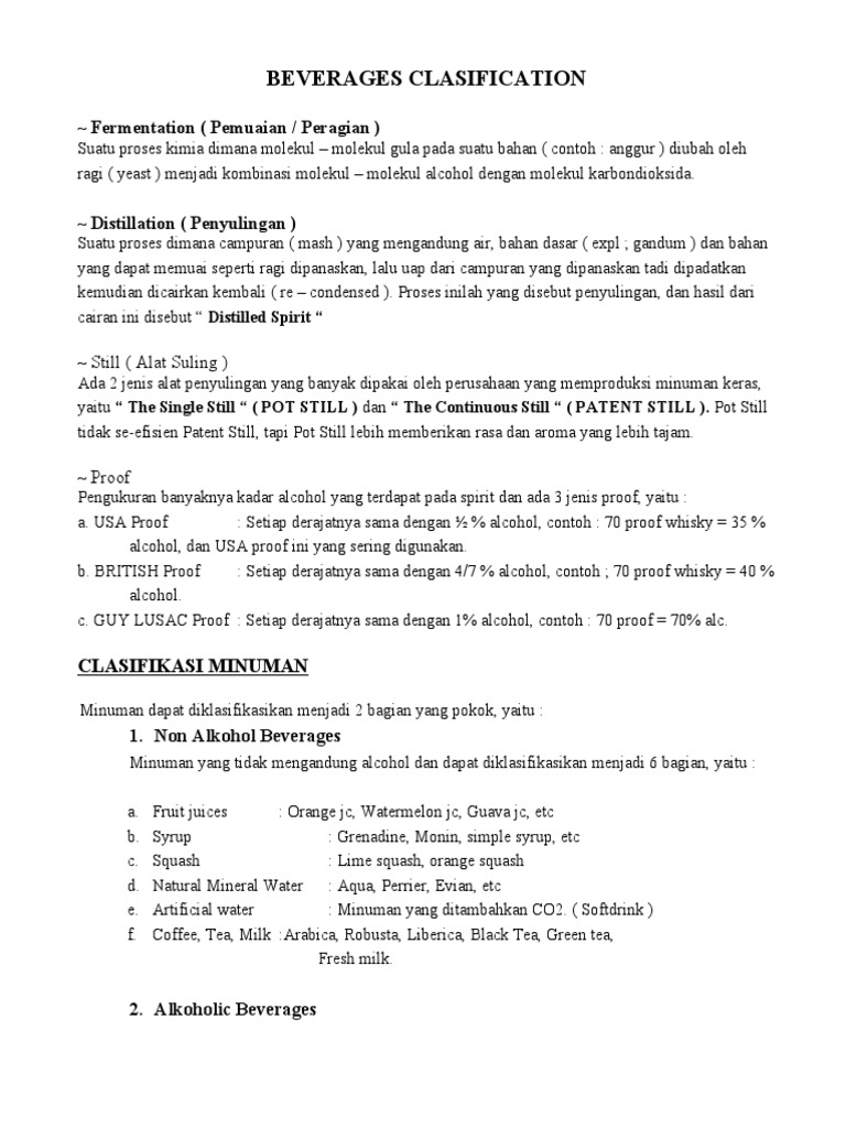 Beverages Clasification | PDF