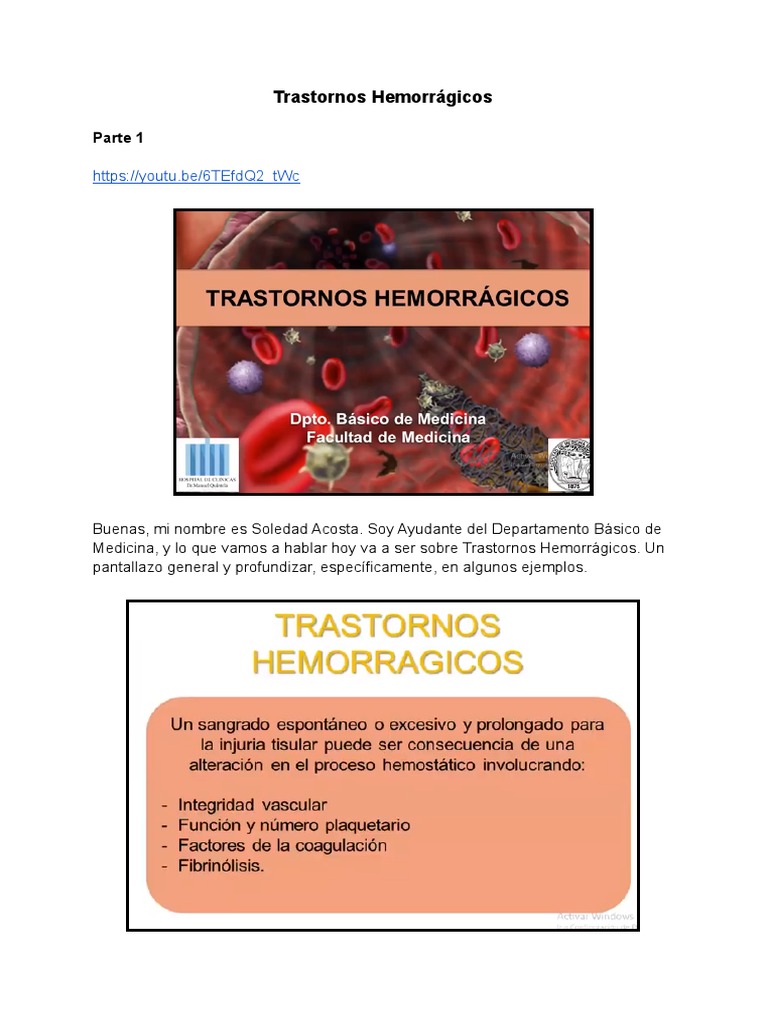 Trastornos Hemorrágicos | PDF | Coagulación | Plaqueta