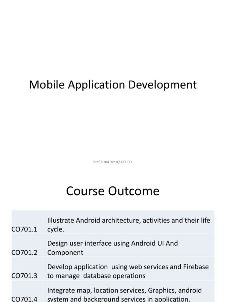 Mobile Application Development | PDF | Android (Operating System) | Application Software