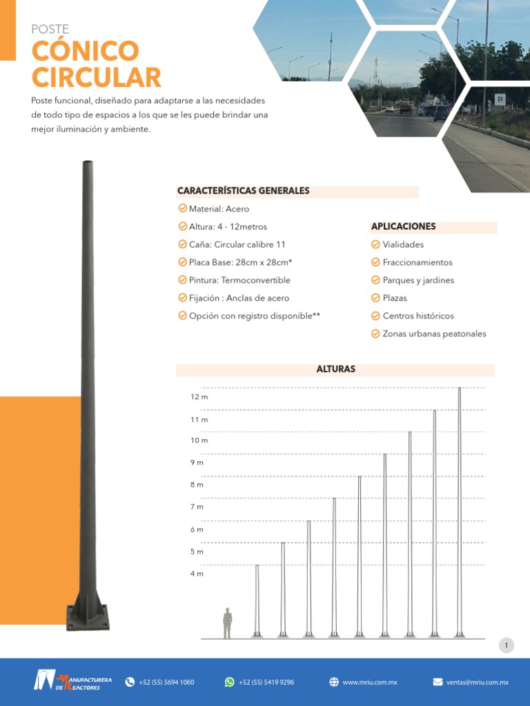 Ficha-Técnica-Poste-Cónico-Circular | PDF