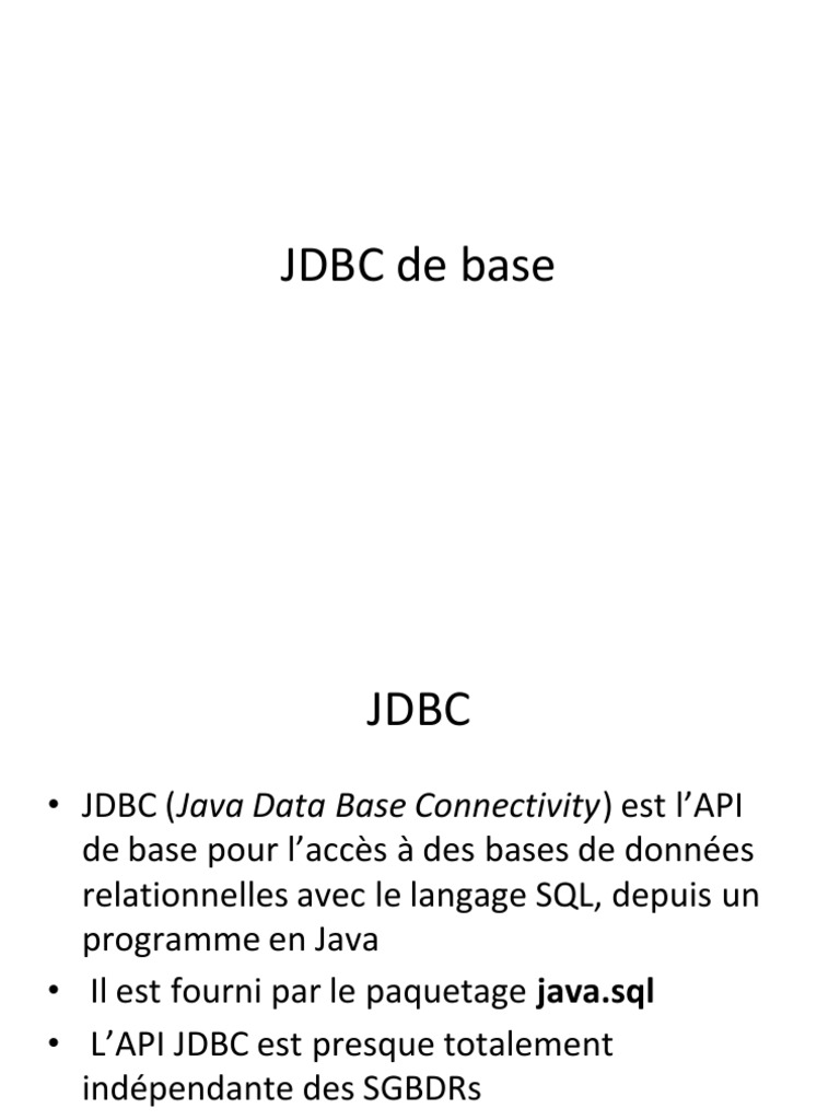 JDBC de Base | PDF | SQL | Java (Langage de programmation)