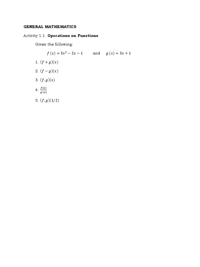 Gen. Math Activity 1.1 | PDF | Science & Mathematics