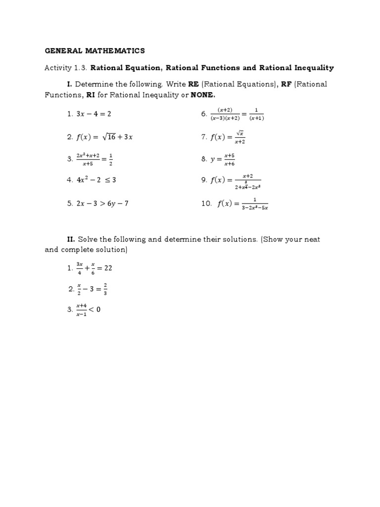 Gen. Math Activity 1.3 | PDF