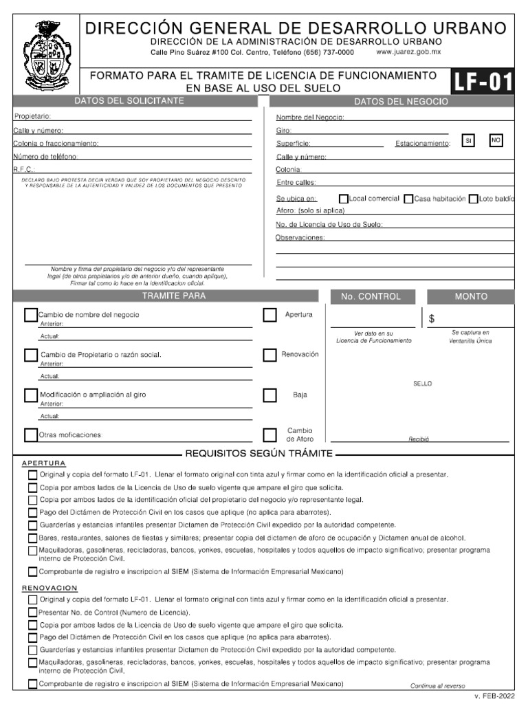 Formato Solicitud Licencia de Funcionamiento | PDF