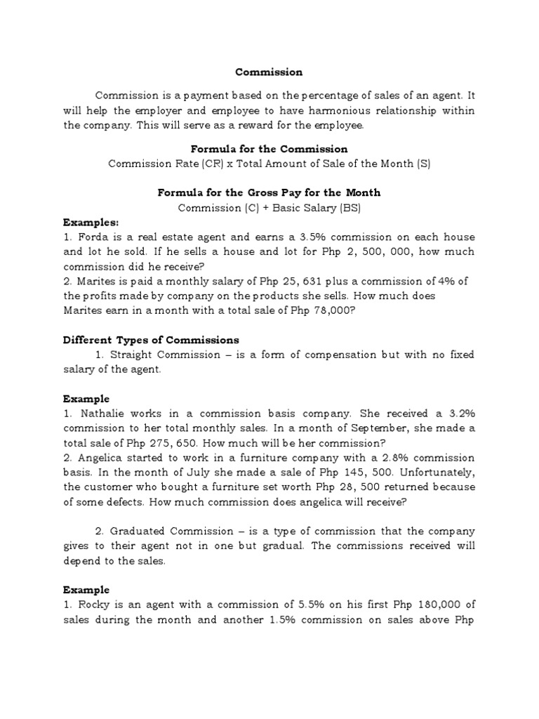 Module 5.commissions | PDF | Salary | Employment