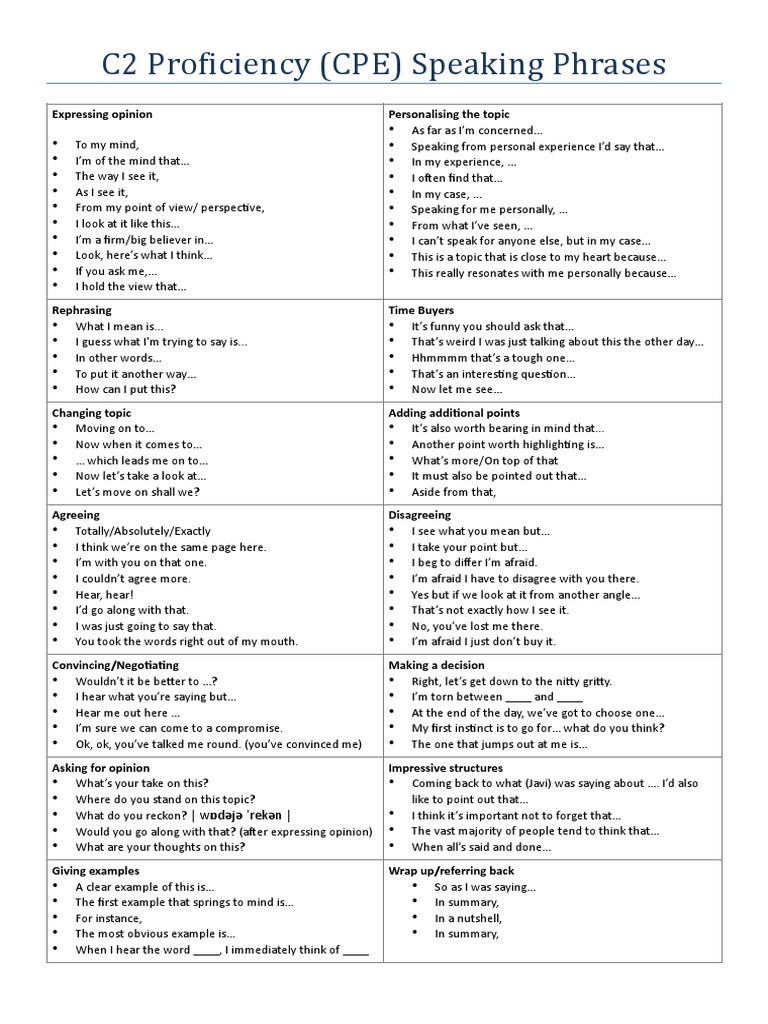 C2-Proficiency-Cpe-Speaking-Phrases-1 2 | PDF