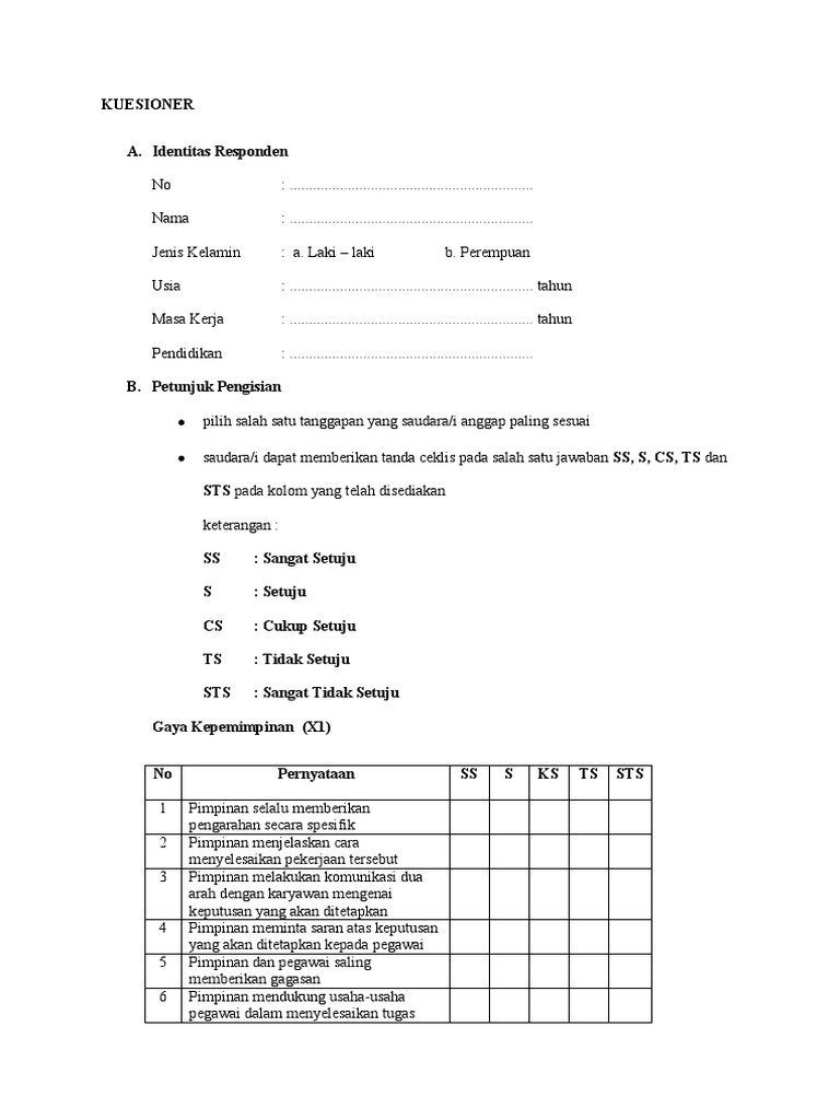 Contoh Kusioner | PDF | Karier & Perkembangan | Olahraga & Rekreasi