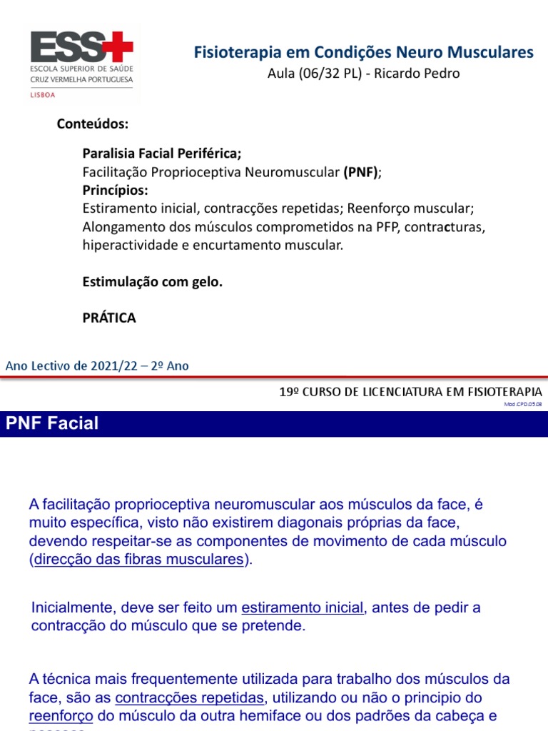 2aula (04-32 PL) PNF Facial | PDF | Rosto | Corpo humano