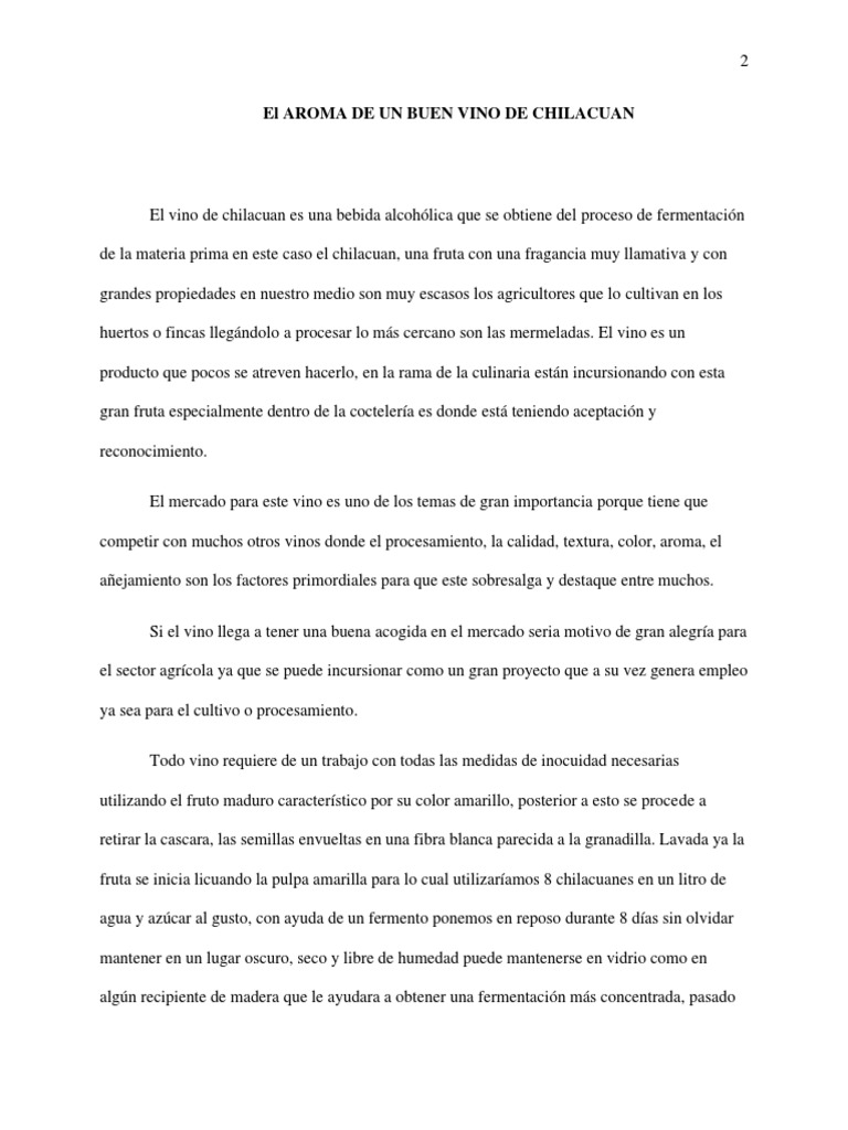 El Aroma de Un Buen Vino de Chilacuan | PDF | Vino | Comida y bebida