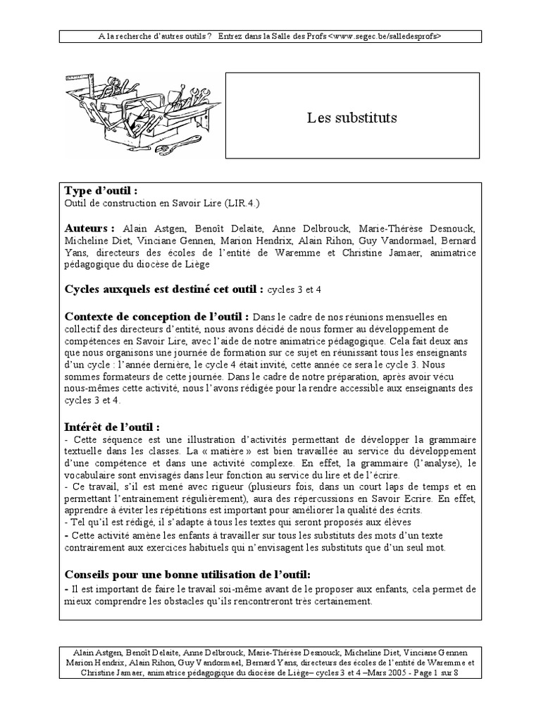 Savoir Lire Les Substituts | PDF | Linguistique | Sciences cognitives