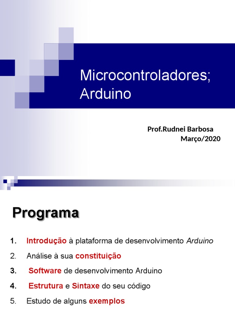 Microcontrolador Prototipagem Arduino | PDF | Arduino | Hardware de computador
