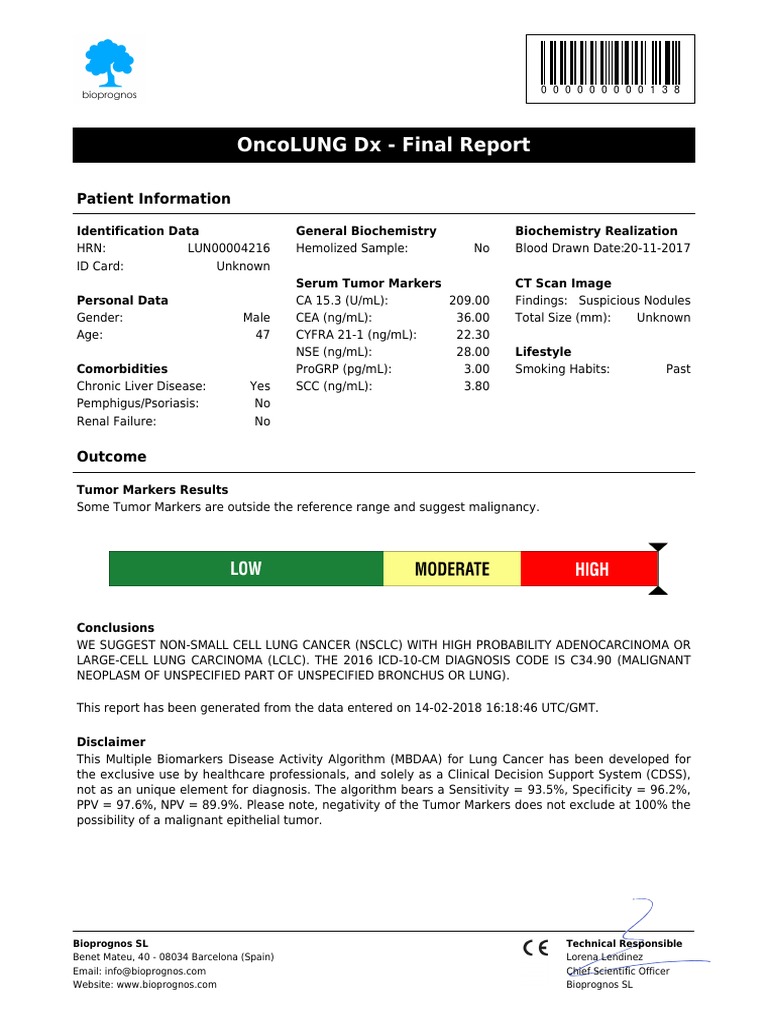 Lung Cancer Report Sample High en | PDF | Lung Cancer | Non Small Cell Lung Carcinoma