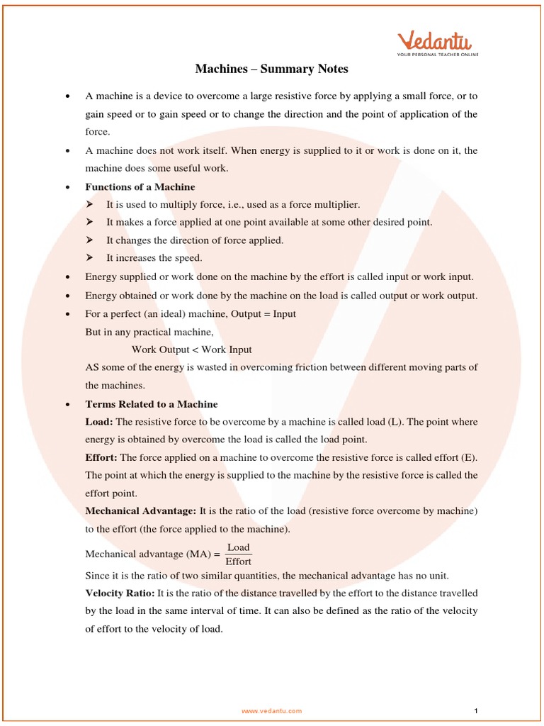 Class 10 Physics Chapter 3 Revision Notes | PDF | Gear | Lever Class 10 Physics Chapter 3 Revision Notes | PDF | Gear | Lever