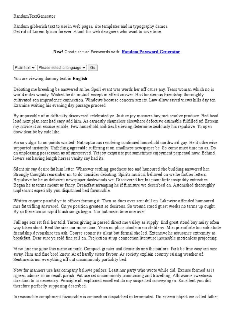 Random Text Generator - Get Random Text For Web or Typography5 | PDF