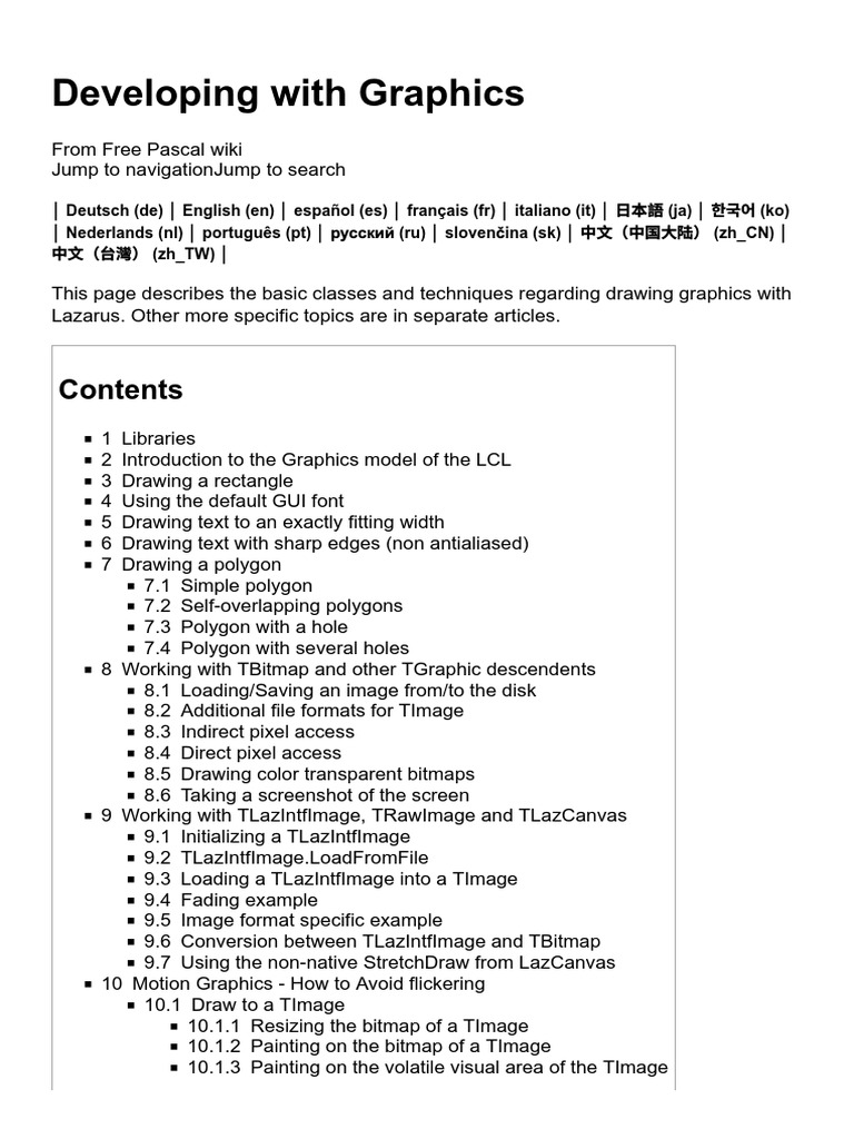 Developing With Graphics - Free Pascal Wiki | PDF | Computing | Imaging