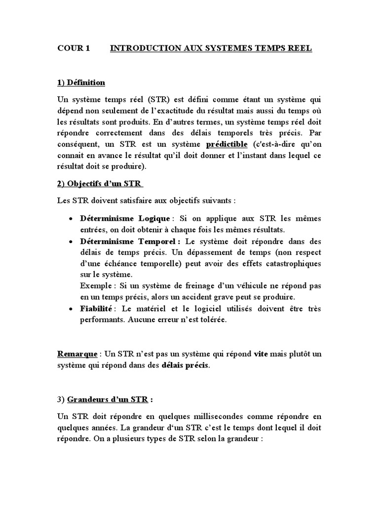 Cour 1 Introduction Aux Systemes Temps Reel | PDF