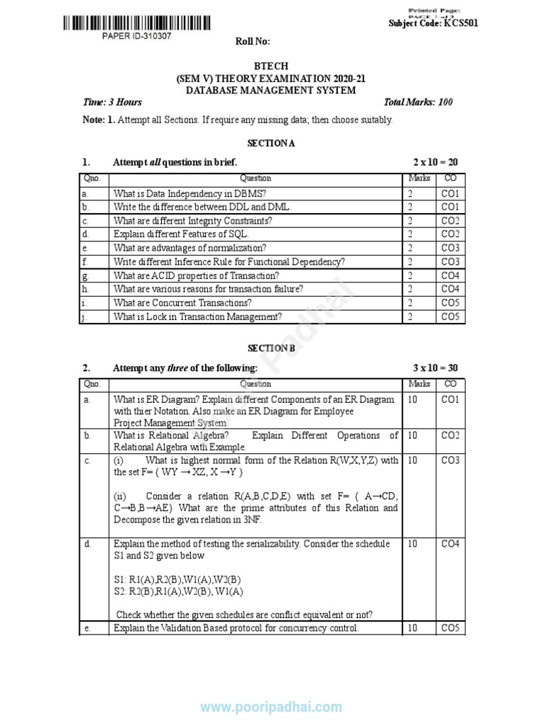 Database Management System Kcs501 Pdf Database Transaction Databases