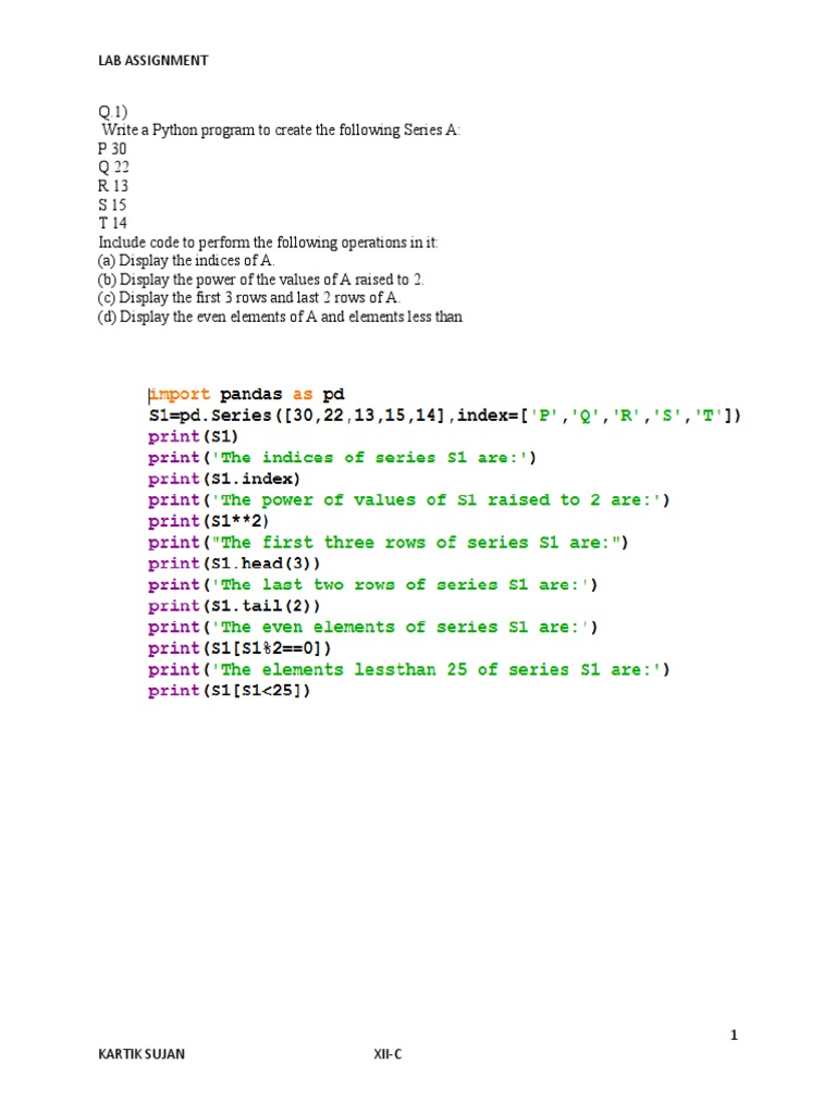 Kartik Lab Assignment Documented | PDF | Chart | Comma Separated Values