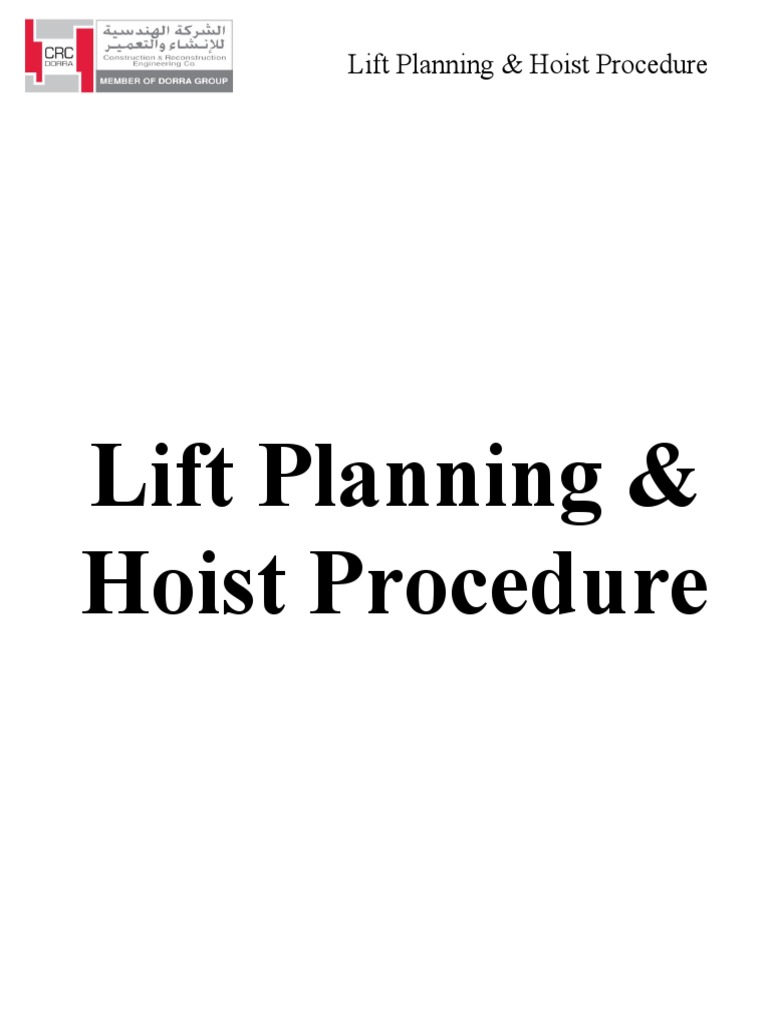 Lift Planning & Hoist Procedure | PDF | Crane (Machine) | Elevator