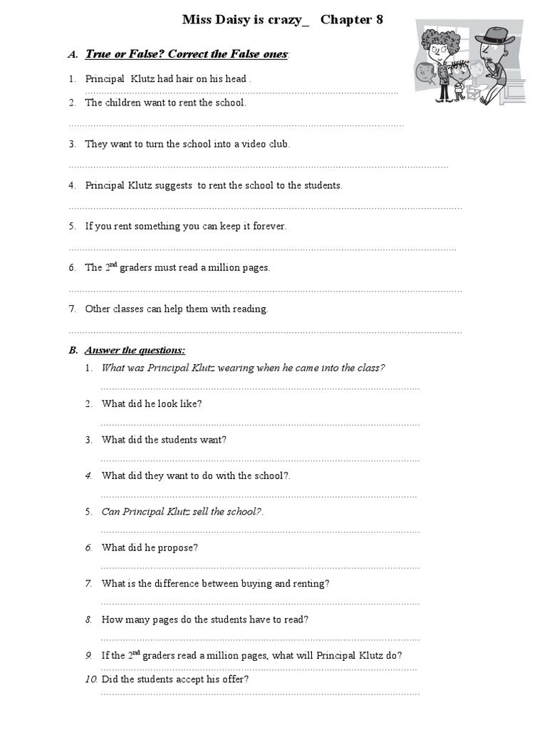 Miss Daisy Is Crazy - Chapter 8 - Worksheet | PDF