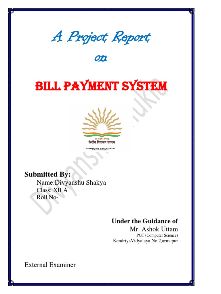 Cs Project Billing Management Software | PDF | My Sql | Python (Programming Language)