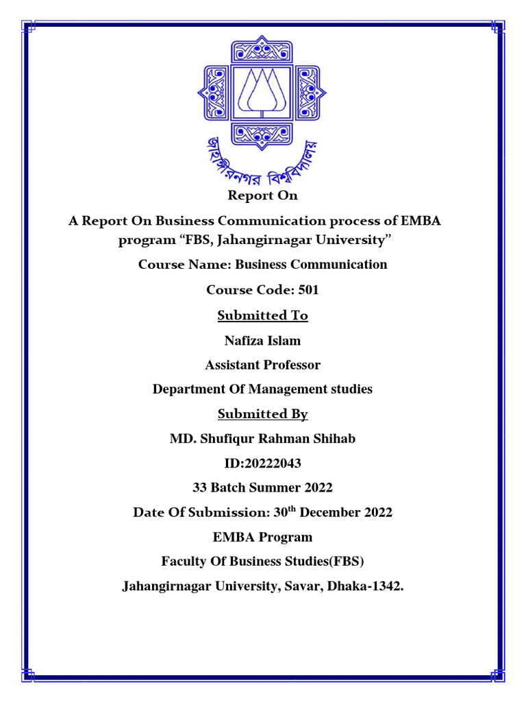 EMBA Communication Process Report | PDF | Communication | Master Of ...