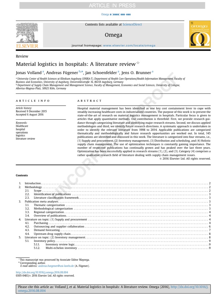 Hospital Material Logistics Review | PDF | Supply Chain | Logistics