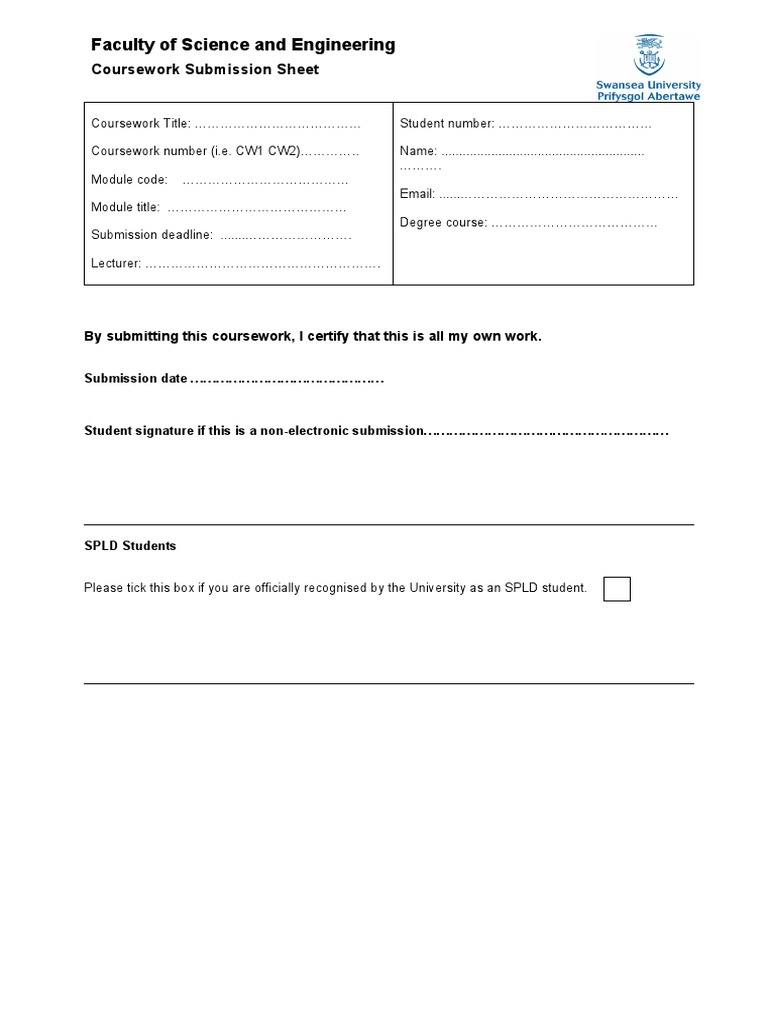 Coursework Submission Form | PDF