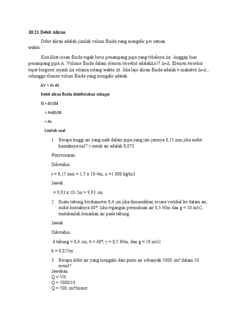 Konsep dan Contoh Soal Debit Aliran | PDF | Metode & Bahan Ajar