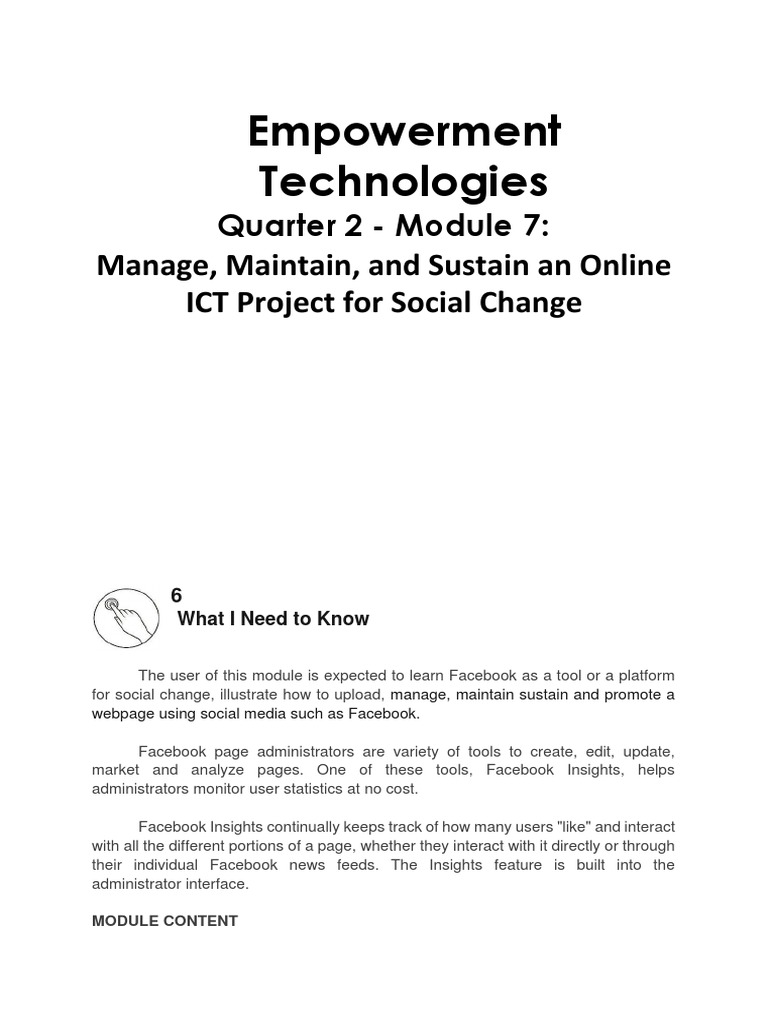 EMPOWERMENT TECH MODULE 7 | PDF | Educational Technology | Facebook