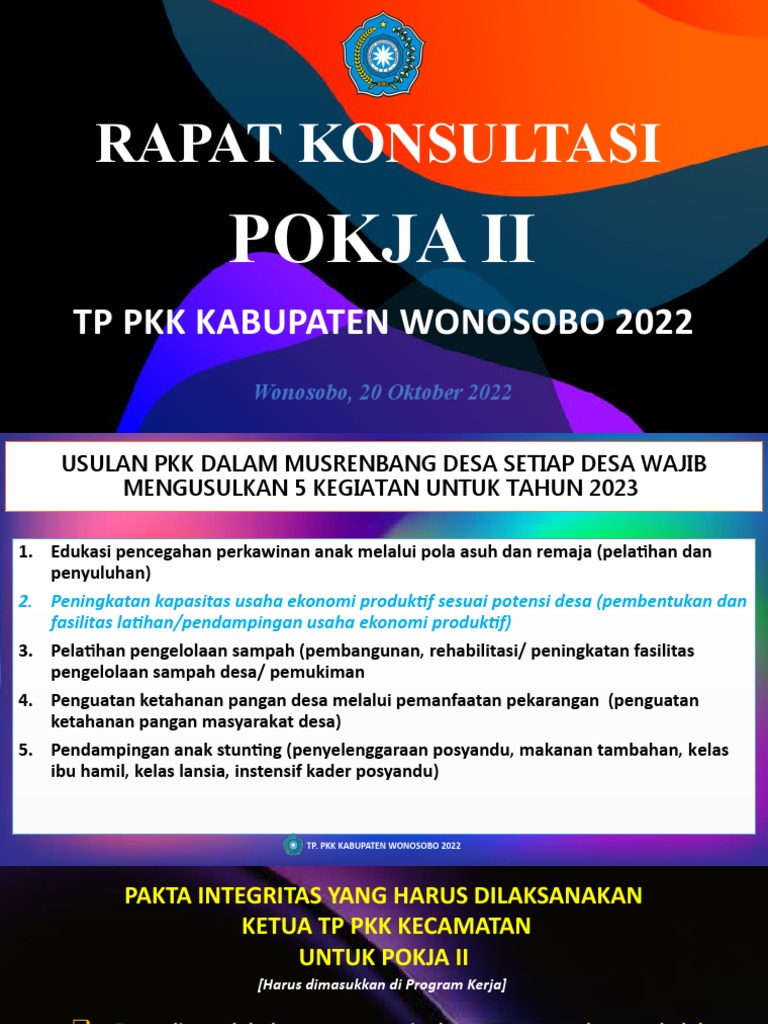 Paparan Rakon - Program Prioritas Pokja II 2023 | PDF