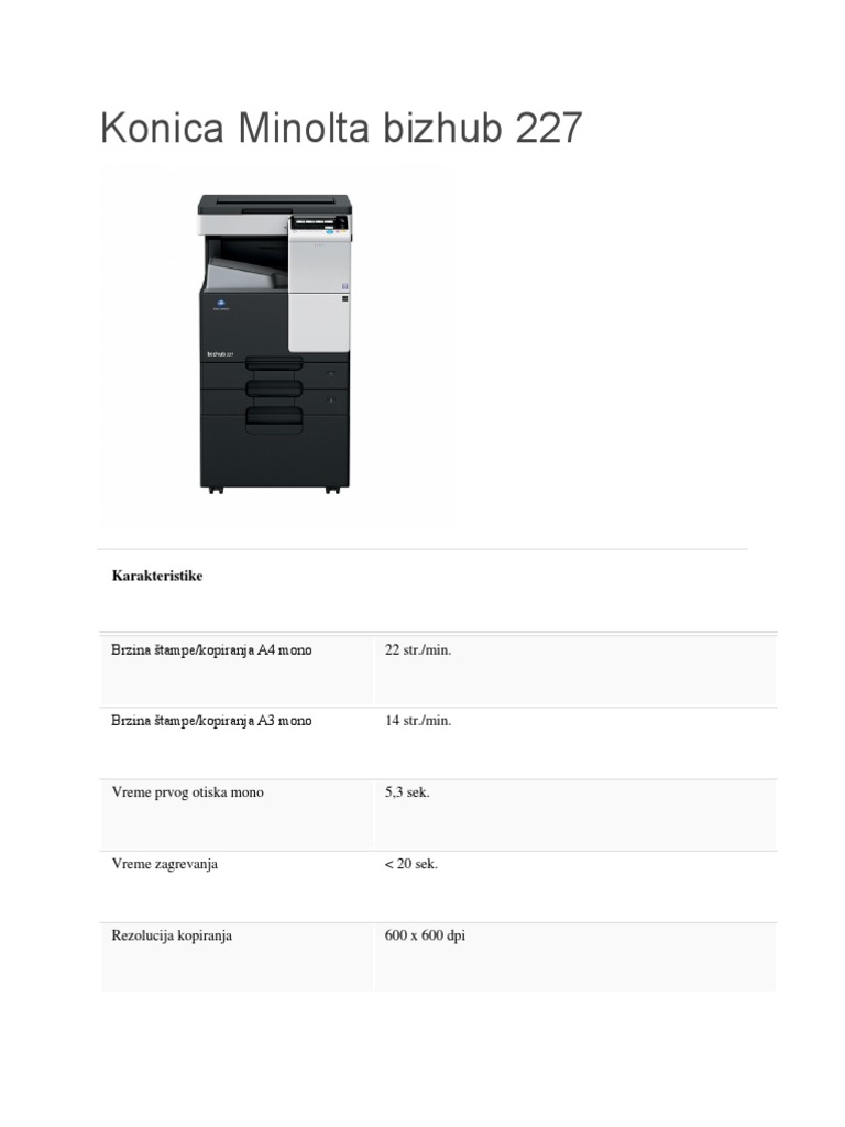 Konica Minolta Bizhub 227 | PDF