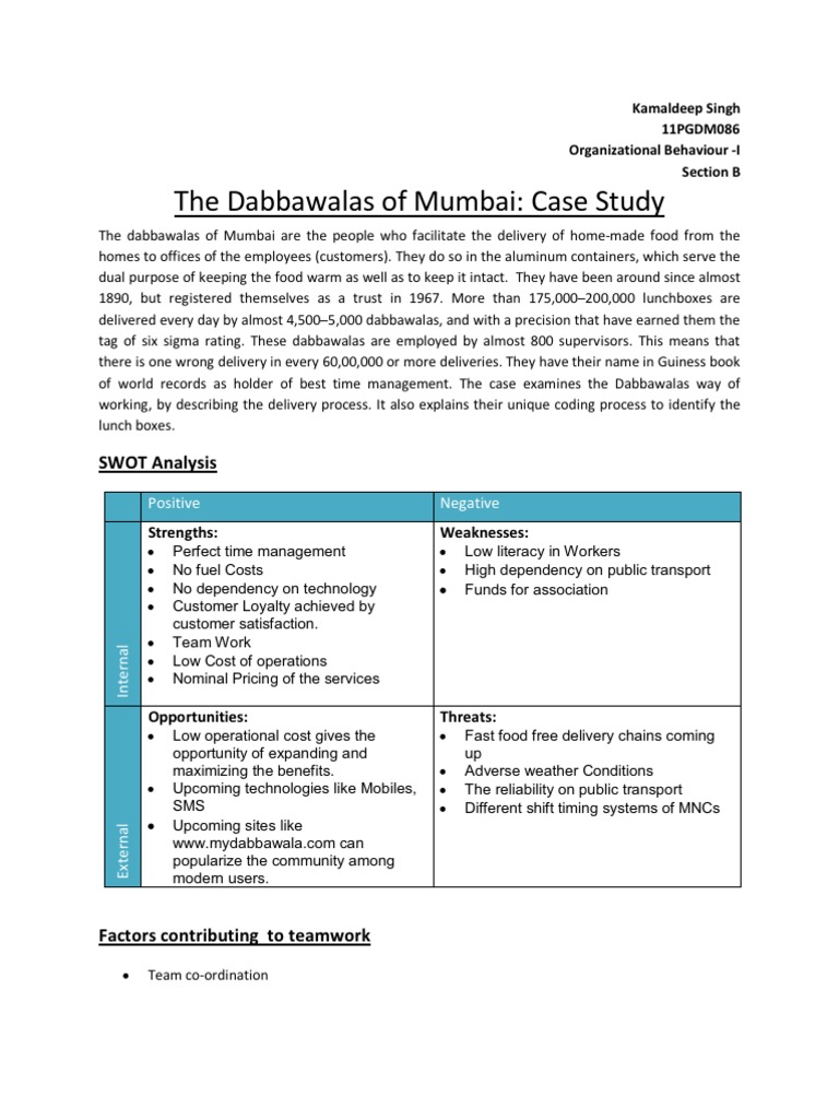 Dabbawalas Case Study | PDF | Swot Analysis | Business