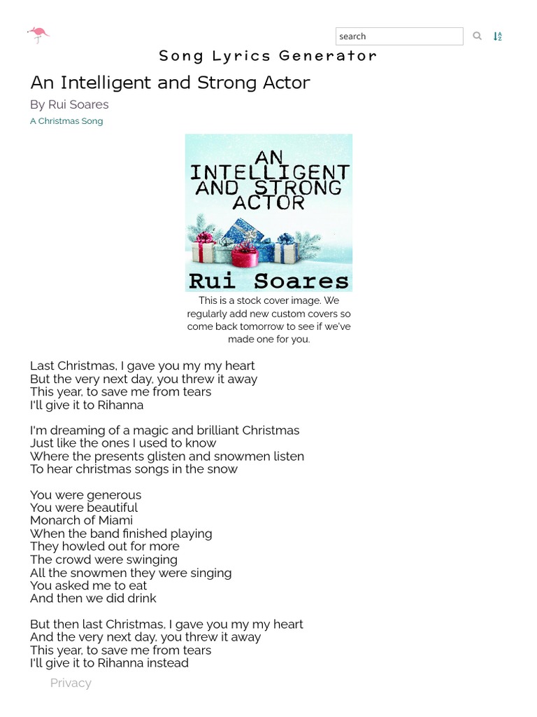 An Intelligent and Strong Actor - Song Lyrics Generator | PDF | Music ...