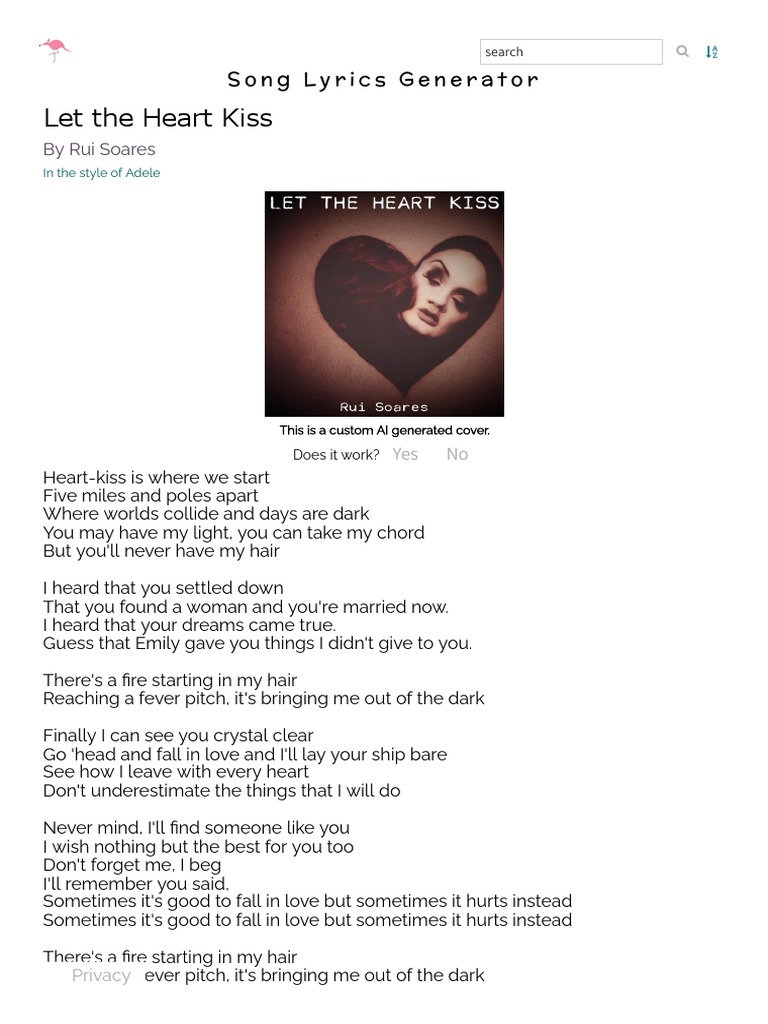 Let The Heart Kiss - Song Lyrics Generator | PDF