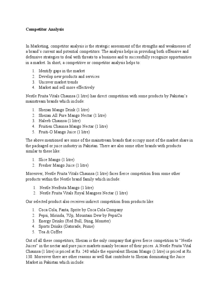 Competitive Analysis & Market Objective | PDF | Nutrition | Diet ...